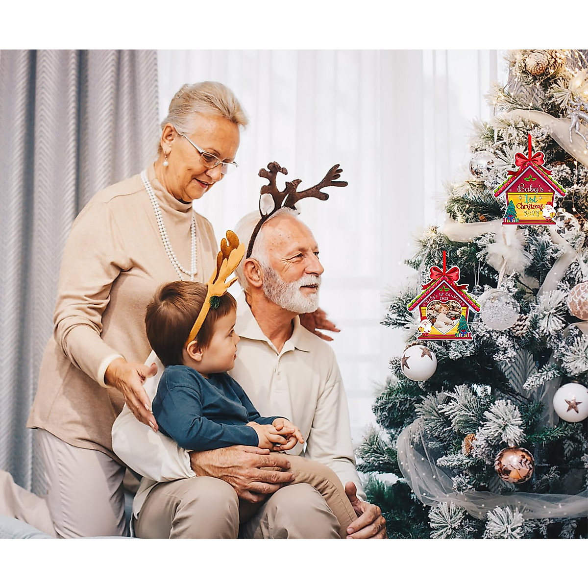 WhatSign Picture Frame Babys First Christmas Ornament 2023 Personalized Photo Frame Baby's First Christmas Ornament Cute Babies 1st Christmas Tree Ornaments for New Parents Baby Boy Girl New Born