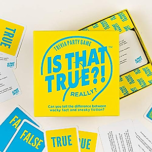 Hygge Games is That True?! – Can You Tell The Difference Between Wacky fact and Sneaky Fiction? – Trivia Party Game, Yellow (21125)