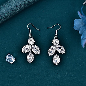 ULAPAN Wedding Hair Bands for brides Bridal Headpieces Hair Accessories Rhinestones Silver Bride and Women (Silver headbang and earrings)