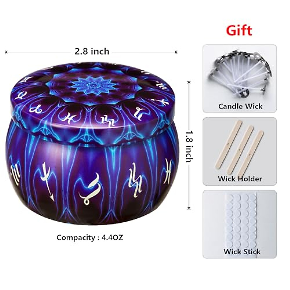 Ahyiyou DIY Zodiac Candle Tins 4.4oz 28 Pieces 28 Color, Round Containers with Lids, Candle Wicks, Wicks Holder, Wicks Stickers for Candle Making, Arts & Crafts, Storage & More