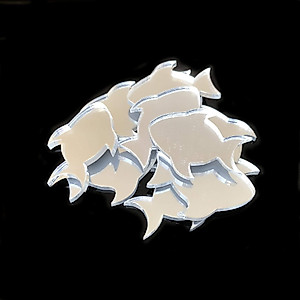 Super Cool Creations Fish Shaped Crafting Mirrors, Set of 10, Many Colours, Shatterproof Acrylic, Bronze Mirror, Pack of 10 x 3cm