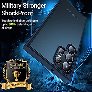 TORRAS Shockproof Designed for Samsung Galaxy S22 Ultra Case, Military Grade Drop Tested Semi-Clear S22 Ultra Case Hard Black Back Soft Edge Slim Thin Protective Galaxy S22 Ultra Case, Black