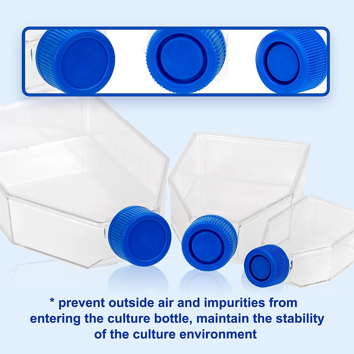 CryoKing Cell Culture Flasks, Sterile Plastic Tissue Culture Bottle with Plug Cap, 25cm² Culture Area, TC Treated, 7ml Working Volume, 60ml Total Volume, Pack of 5