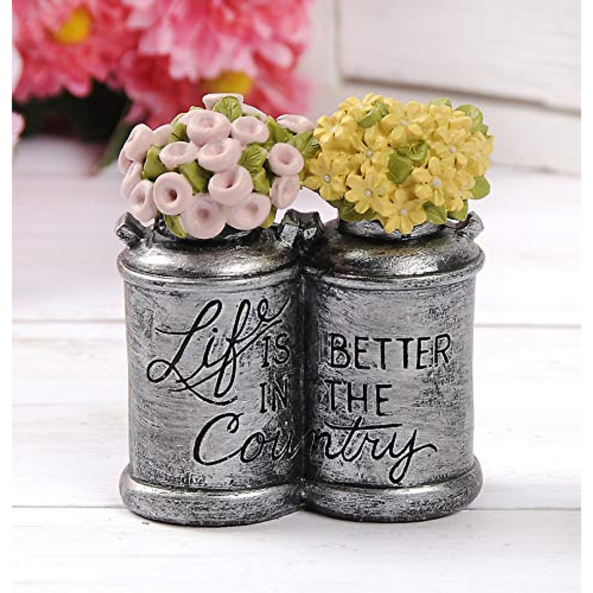 Blossom Bucket 191-12215 Life is Better in The Country CANISTERS with Flowers, Multi-Colored