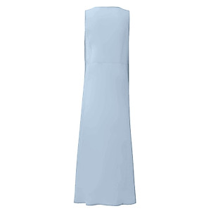 Maxi Dress for Women,2023 Spring Summer Cotton Linen Dress,Ladies Plus Size Boho Beach Flowy Long Dress with Pockets,Casual Trendy Elegant Sleeveless Sundress for Holiday Resort Wear（C-Blue,XXL