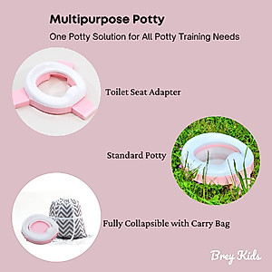 Portable Travel Potty for Toddler Kids 3-in-1 in Pink - Light, Easy with Stylish Carry Bag by Brey Kids