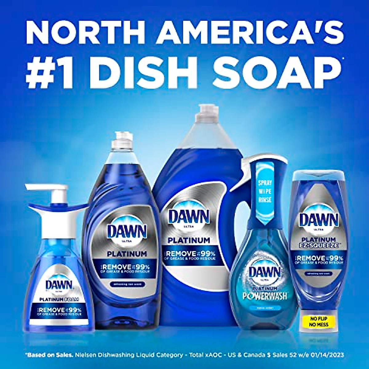 Dawn Platinum Powerwash Dish Spray, Dish Soap, Fresh Scent Bundle, 1 Spray (16oz) + 3 Refills (16oz each)