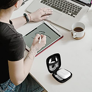 Woyinger Square Earbud Case Portable EVA Carrying Case Storage Bag Cell Phone Accessories Organizer with Carabiner for Earphone, Earbud, Earpieces, SD Memory Card, Camera Chips,Black