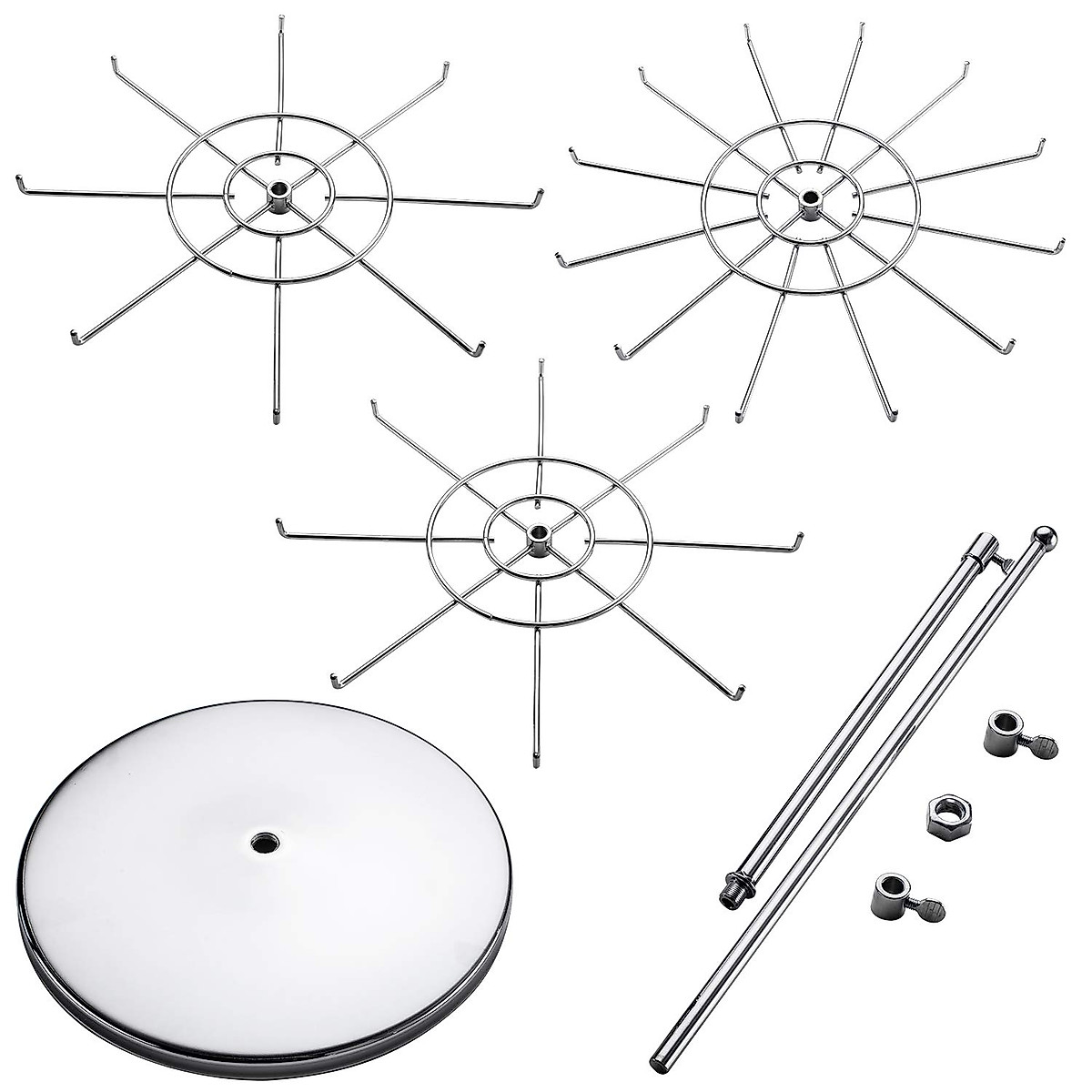 APL Display-Display Stand 3 Tier Jewelry Display Holder, Metal Necklace Display Stand, Adjustable Spinning Display Rack for Necklaces, Bracelets, Earrings, Ring