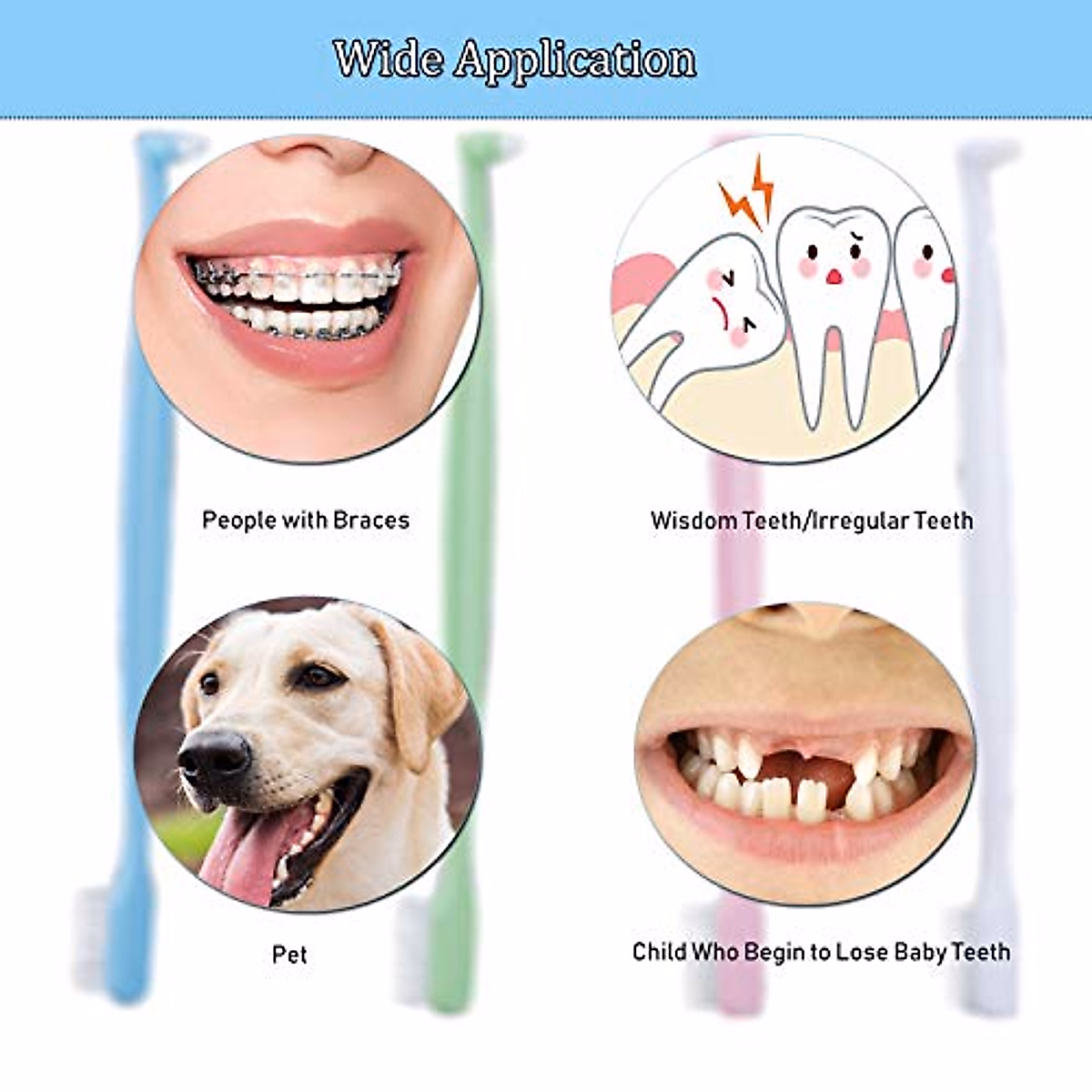 HRASY Orthodontic Toothbrush Double-Ended Interspace Brush V-Trim Toothbrush and Tiny Small Soft Trim Head End Tuft Toothbrush for Braces and Teeth Detail Cleaning, 4 Pieces (4 Colors)