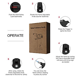 LNLEE Torch Culinary Cooking Torch for Creme Brulee Steak Baking, Refillable Professional Chef Kitchen Torch Lighters for Dab Rig Crafts Resin with Fuel Gauge Safety Lock Adjustable Flame (No Fuel)