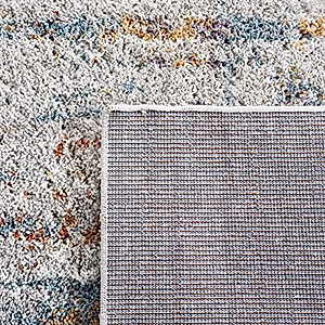 SAFAVIEH Berber Shag Collection Area Rug - 8' x 10', Blue Rust & Ivory, Modern Abstract Design, Non-Shedding & Easy Care, 1.25-inch Thick Ideal for High Traffic Areas in Living Room, Bedroom (BER577A)
