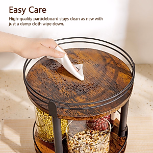 Creso hom Lazy Susan Organizer 2 tier Rotating Spice Racks, Lazy Susan 360 Degree Turntable Spice Holder Rack for Cabinet and Kitchen Countertop, Rustic Brown