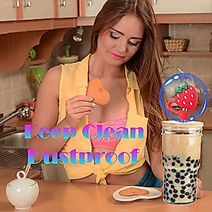 8pcs Straw Covers Cap for 0.4 inch/10mm Straws, Dust-Proof Straw Cap Tip Silicone Toppers Cartoon Reusable Plugs for Tumblers