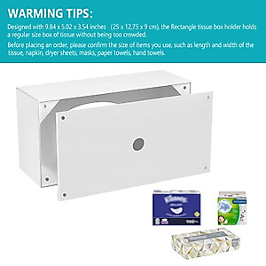 HBlife Acrylic Tissue Box Cover & Holder with Magnetic Bottom, Multi-Functional Dryer Sheet & Mask Organizer for Bathroom, Car, Office - White Rectangle, 9.84 x 5.02 x 3.54 Inches