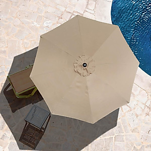 ontheway 11FT Patio Umbrella with 8 Ribs and Rust-Resistant Frame and Crank, UV Protection Outdoor Table Umbrella