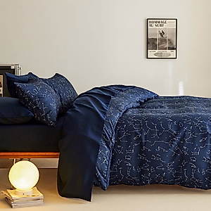 Wake In Cloud - Constellation Duvet Cover Set, Space Witchy Star Celestial Galaxy Astrology for Teen Kids Boys Girls, Soft Lightweight Bedding, 3-Piece, Navy Blue, Twin/Twin XL Size