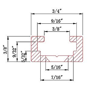 T Track 36" with Wood Screws-Double Cut Profile Universal T-Track with Predrilled Mounting Holes-T Track Woodworking-Fine Sandblast Anodized-Red Color-4PK
