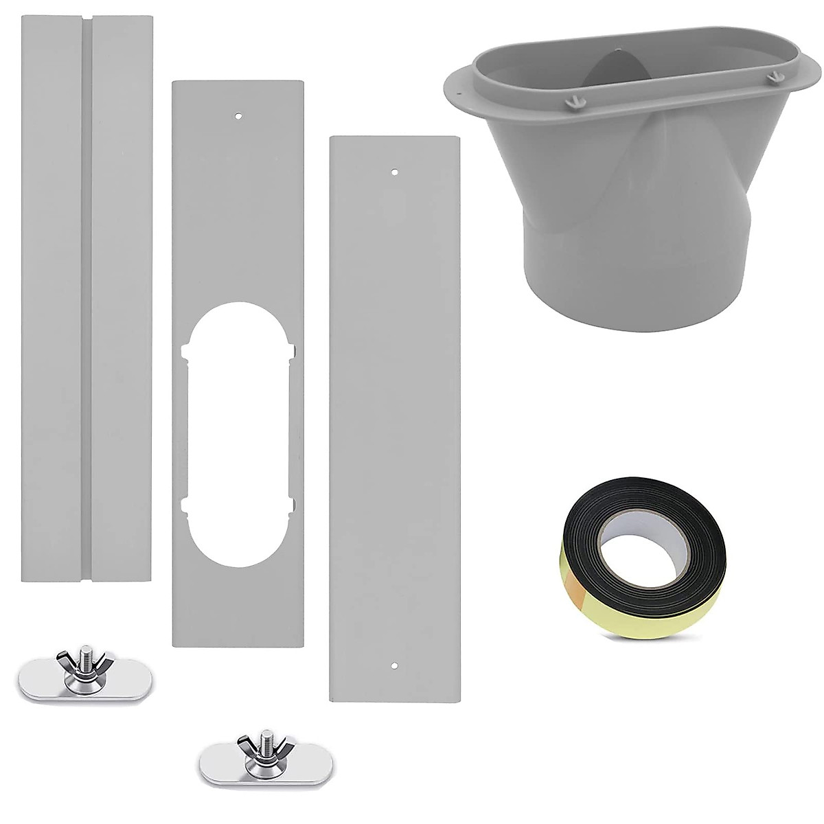 Portable AC Window Kit, Window Seal Plates Kit for Air Conditioners with Coupler Adjustable Window Seal for AC Unit Suitable for 5.1 Inch Exhaust Hose