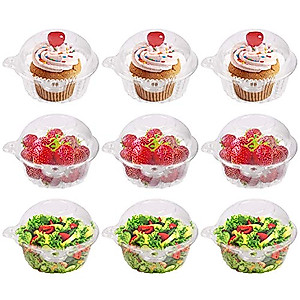 400 Single Individual Cupcake Containers, Plastic Clear Dome Cupcake Holder Stackable Disposable Cupcake Boxes Muffin Cases with Lids for Parties Cake Muffin Fruit Salad Sandwich