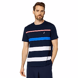 Nautica Men's Striped Crewneck T-Shirt, Navy