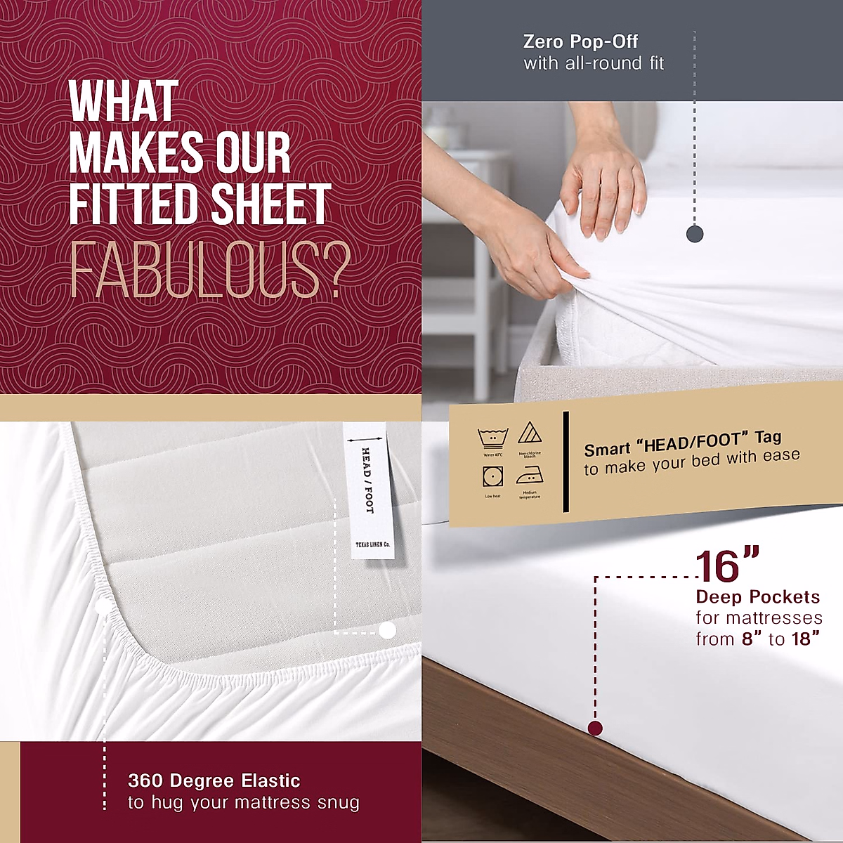 TEXAS LINEN CO. 800 TC Egyptian Cotton Sheets - 4 Piece Maroon Full Size Cooling Sheet for Hot Sleepers, Soft, Breathable Bed Sheet Set, Luxury Hotel Sheets, Fits Mattress Upto 18'' DEEP Pocket