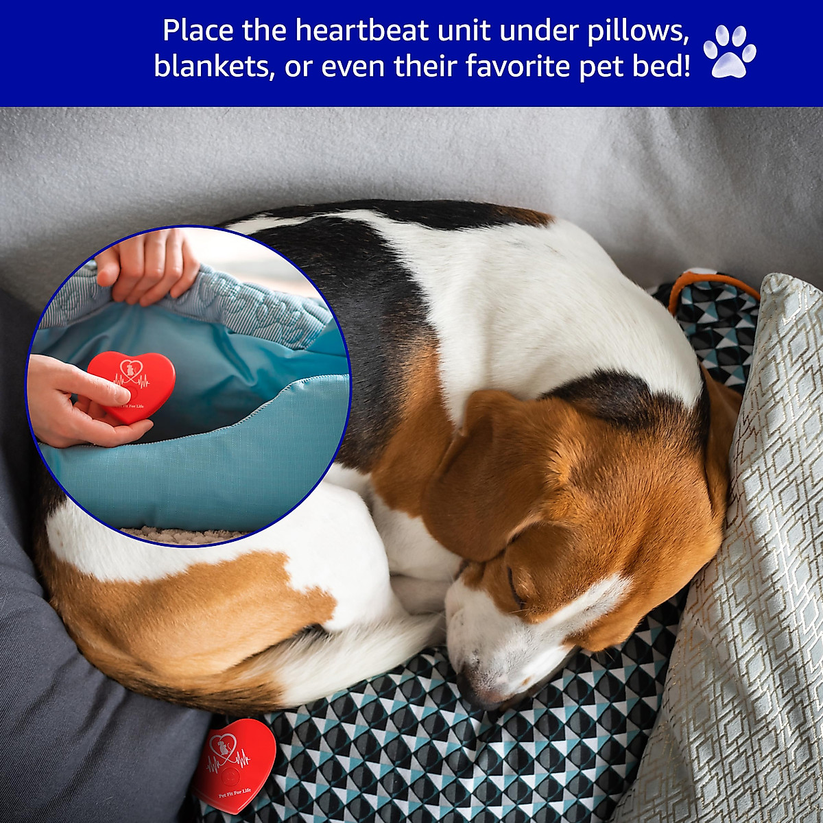 Pet Fit For Life Rechargeable Heart Beat Simulator with USB Cord - Reduce Pet Anxiety with This Heartbeat Sound Machine - Your Cat, Kitten, Dog, or Puppy Will Love It