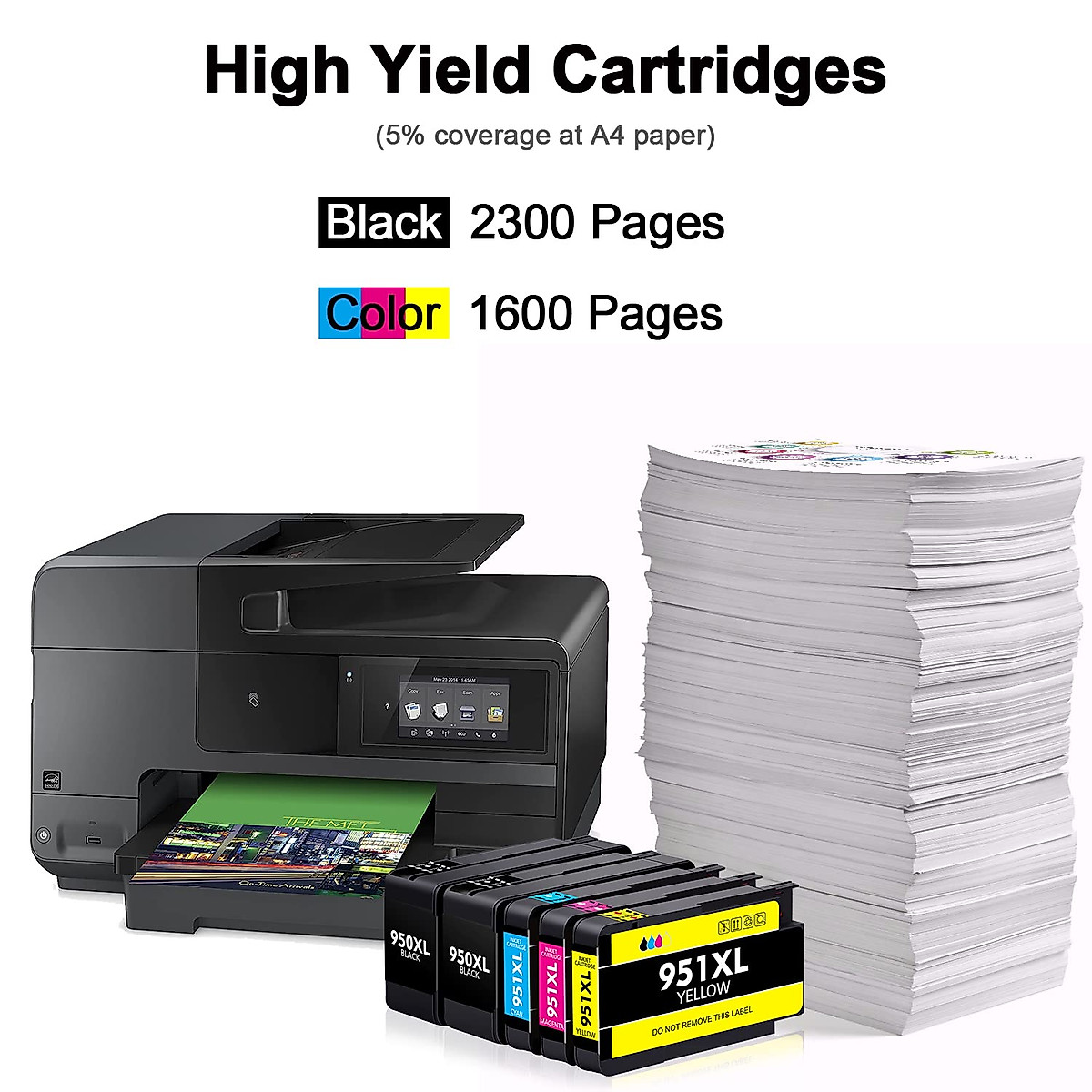 Dam Aila Ink Cartridge 950 Compatible for 950 Ink Cartridge with HP OfficeJet Pro 8600(2 Black, 1 Cyan, 1 Magenta, 1 Yellow, 5 Pack)