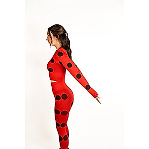 Miraculous Ladybug Womens Crop Top Active Cosplay - Seamless for Gym Workout, Exercise, Yoga, Running by MAXXIM Red Medium