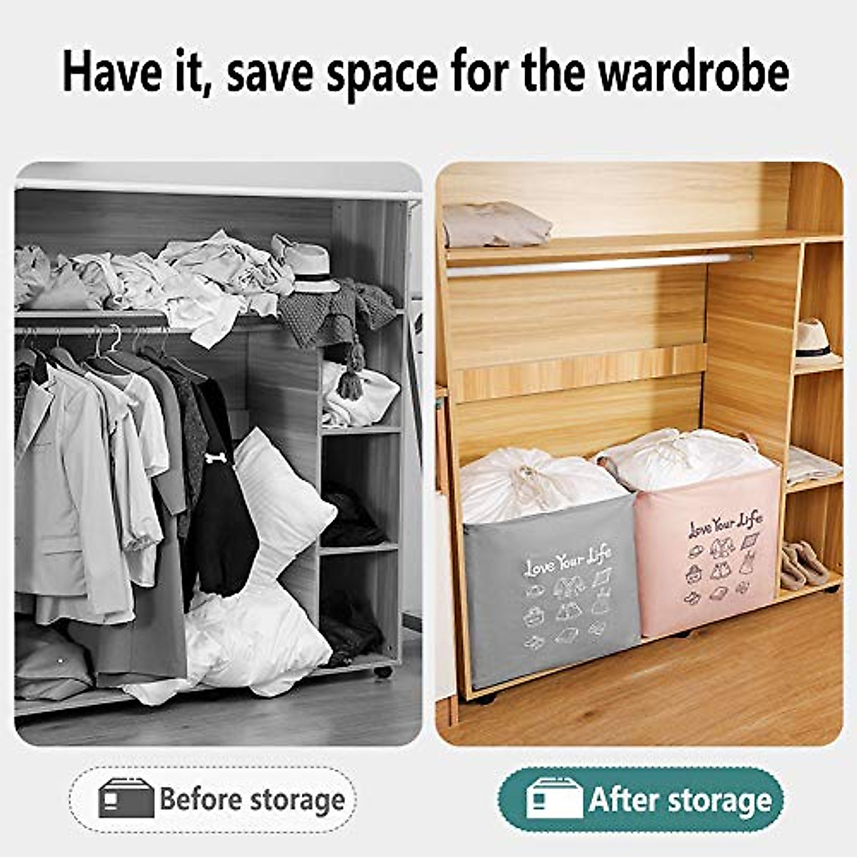 Aquarius CiCi Large Capacity Storage Bag Clothing Blanket Quilt Luggage Toy Bag with Beam Mouth Waterproof Closet Organizers and Clothes Storage Bags