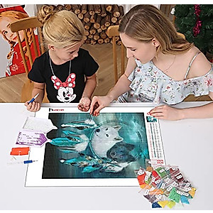Huacan Wolf Diamond Painting Kits, Diamond Painting Kits for Adults Full Square Drill, 5D Diamond Art, Animals Diamond Painting Kit for Beginner Home Wall Decor 11.8x15.7in/30x40cm