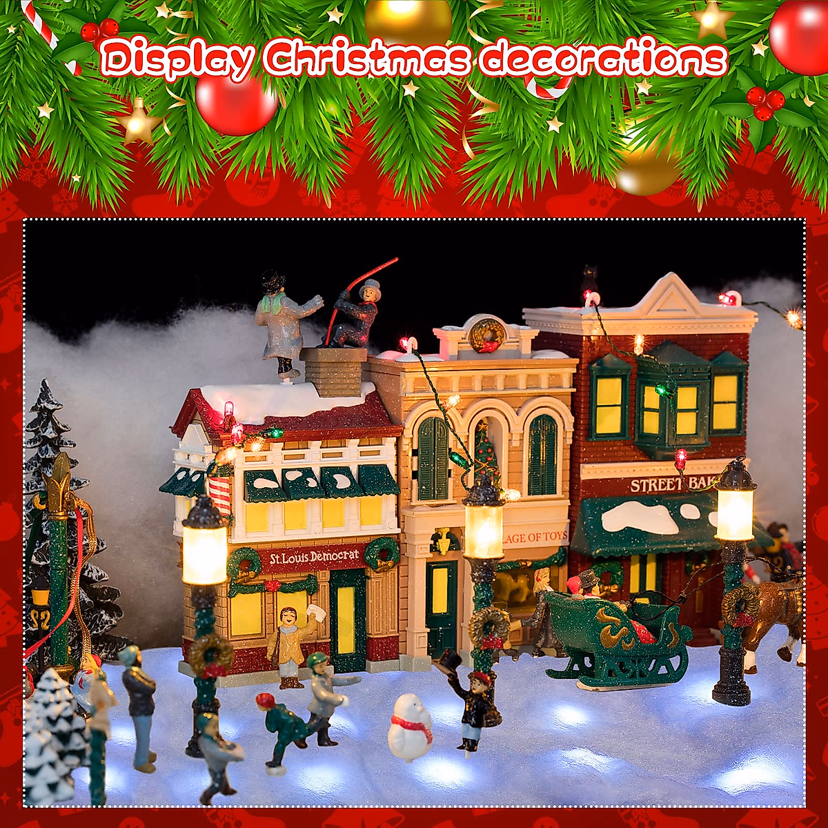 Kittmip 4 Pcs Pre Lit Christmas Snow Blanket with LED Lights Holiday Lighted Table Runner Christmas Village Accessories LED Fake Snow Decoration for Village Display, 59 x 16 (White)