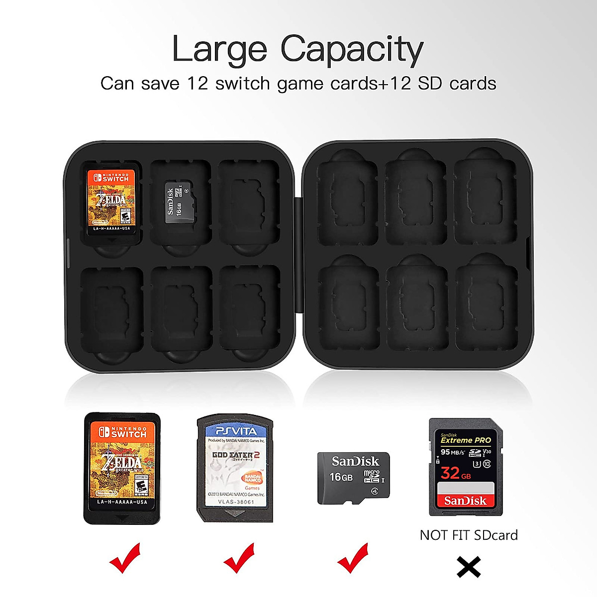 dainslef Switch Game Case Holder for Nintendo Switch Lite, Animal Crossing Leaf Switch Games Holder with 12 Game Storage and 12 Micro SD Card Slots for Nintendo Switch Game