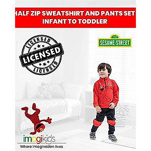 Sesame Street Elmo Toddler Boys Fleece Half Zip Sweatshirt and Pants Set red/black 2T