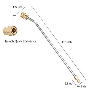 Sooprinse Washer Extension Gutter Cleaner Attachment Accessory,High Pressure Washer Gutter Rod for Lance/Wand 1/4 Inch Quick Connect,30 Degrees Curved Rod,14 inch
