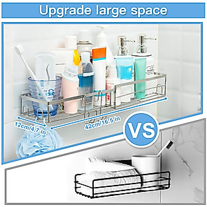 ETECHMART Corner Shower Caddy, 0°- 330°Rotation Adhesive Shower Shelves Organizer for Bathroom, SUS304 Rustproof Floating Storage Rack for Inside with Hooks, No Drilling - 2 Pack/Sliver