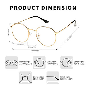 Pro Acme Classic Round Metal Clear Lens Glasses Frame Unisex Circle Eyeglasses (Gold)
