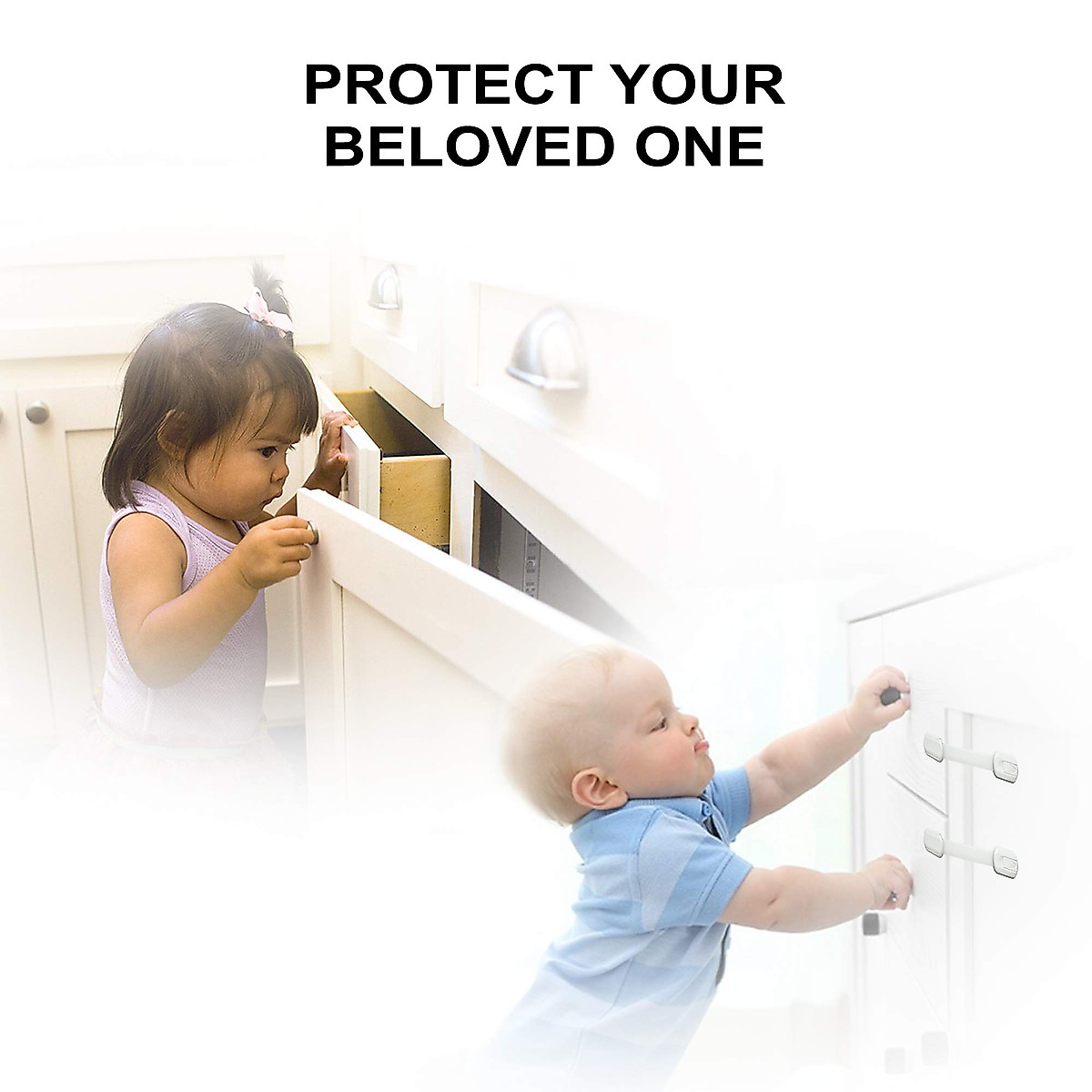 Child Safety Cabinet Strap Locks - 8 Packs Baby Proofing Adjustable Adhesive Latches With No Drilling - Fridge Drawer Dishwasher Toilet Seat Oven - Children Kid & Toddler Safety Protection By G2eComme