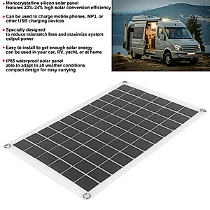 Solar Panel, Portable Solar Cell Panel 100W Monocrystalline 12/24V USB Output for Car Trailers Yacht, High Conversion Rate of 23%-24%