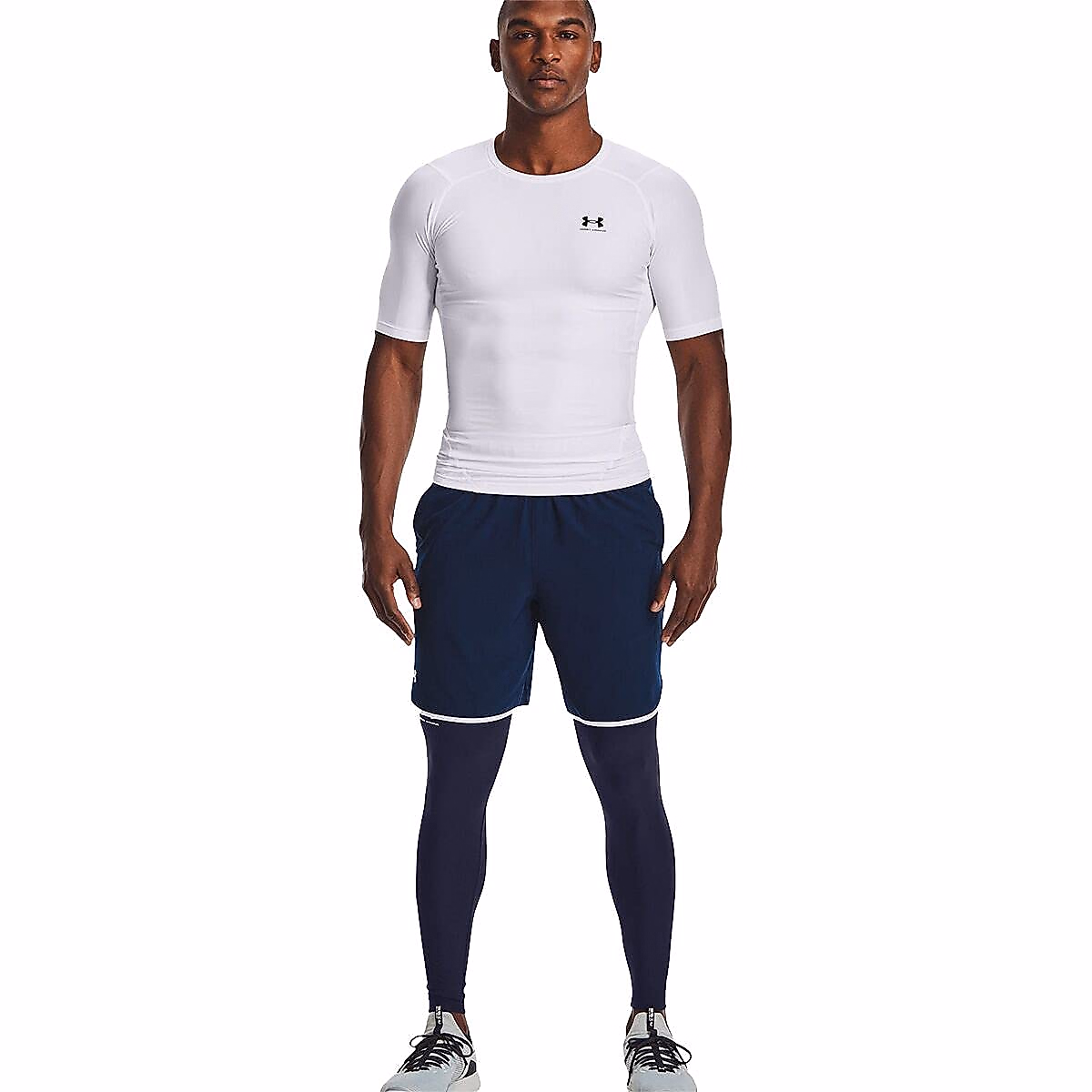 Under Armour Men's HeatGear Armour Leggings , Midnight Navy (410)/White, Small