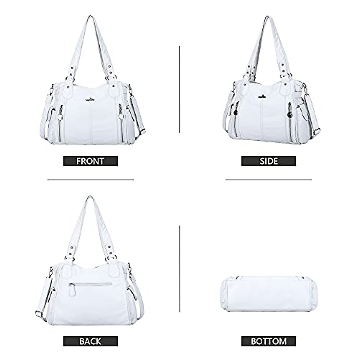 Handbag Hobo Women Shoulder Bag/Handbag Roomy Multiple Pockets Fashion PU Tote, White