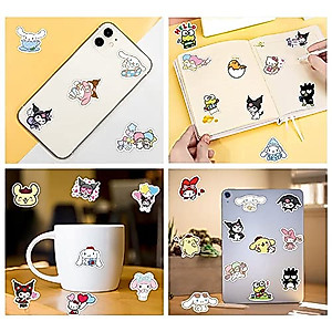 Cute Stickers Kawaii Stickers for Kids, 100PCS Anime Stickers Pack, Dovipta Vinyl Waterproof Stickers for Water Bottles Laptop Skateboard Guitar Decals, Gift for Teens, Adults, Party Supplies (San 100)