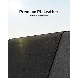 YSAGi Leather Desk Pad Protector, Office Desk Mat, Large Mouse Pad, Non-Slip PU Leather Desk Blotter, Laptop Desk Pad, Waterproof Desk Writing Pad for Office and Home (Black, 23.6" x 13.8")