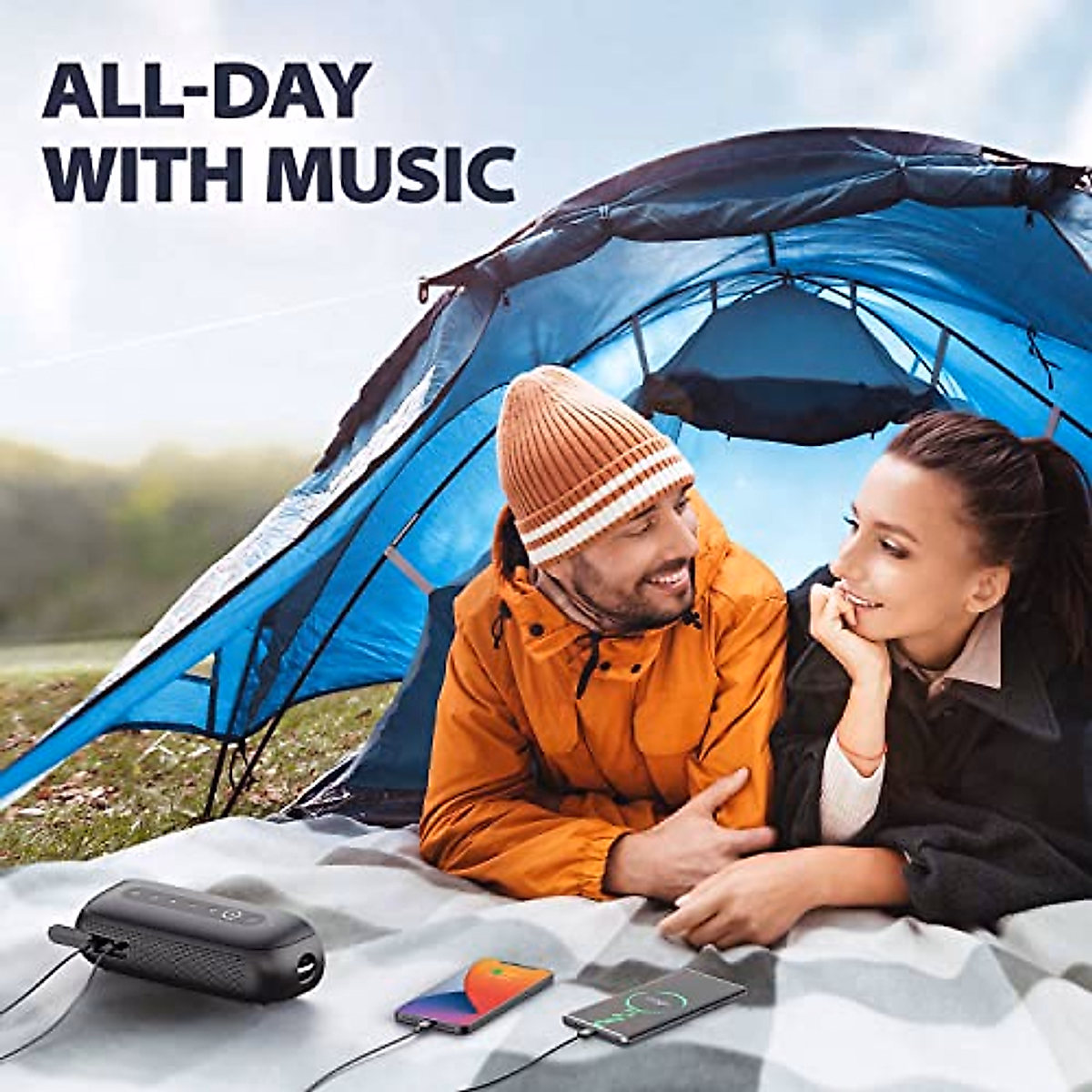 Tribit XSound Mega Portable Bluetooth Speaker, Loud & Deep Bass with Pure Titanium Drivers, IPX7 Waterproof, LED Lights, 20H Playtime, Built-in Powerbank Handle Strap for Camping, Travel, Party