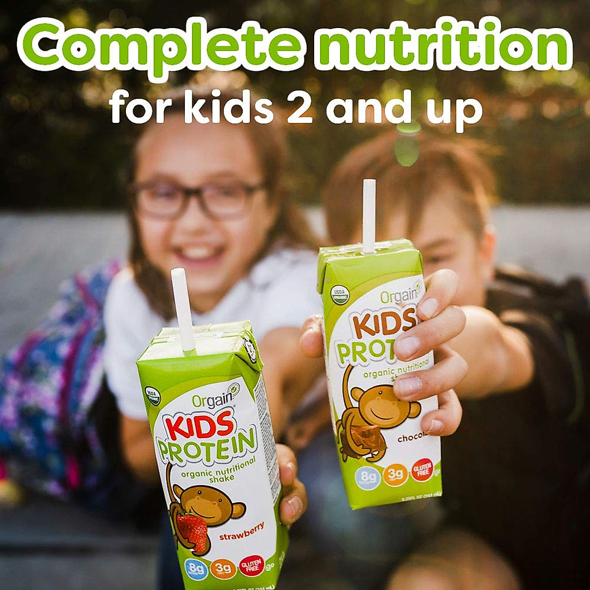 Orgain Organic Kids Protein Nutritional Shake, Chocolate - Great for Breakfast & Snacks, 21 Vitamins & Minerals, 10 Fruits & Vegetables, Gluten Free, Soy Free, 8.25 oz, 12 Count (Packaging May Vary)