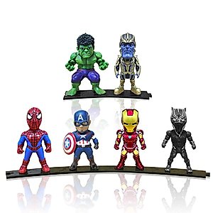 Action Figures, Anime Figures, Mini Action Figures for Boys, 6 Pack Hero Series Set Figures with Bases, PVC Figure Doll with 6 Popular Classic Characters Figures Ages 3 and up