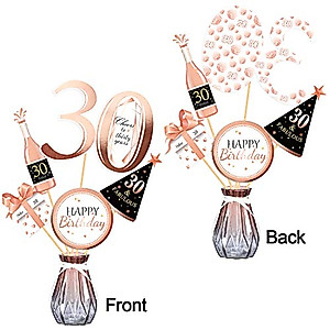 Konsait Rose Gold 30th Birthday Centerpiece Sticks-30th Birthday Table Toppers -Birthday Party Decorations Accessories- 30 Fabulous -Bday Party Cheers to Thirty Years Birthday Party Favor Supplies
