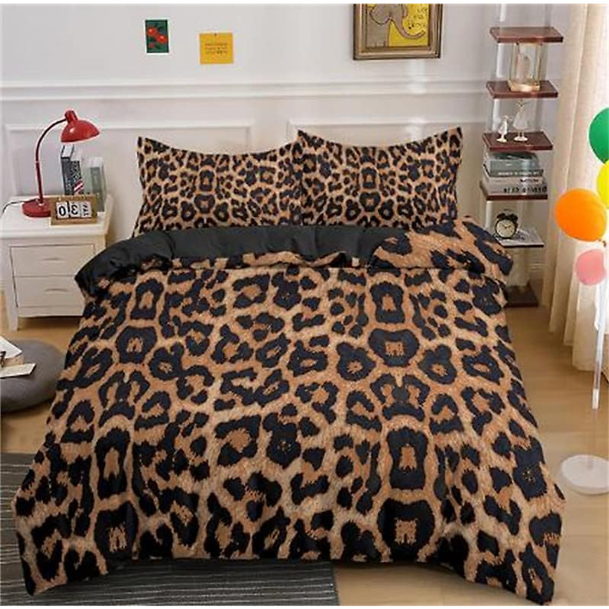 StarBlue-HGS Animal Leopard Print Cheetah Duvet Cover Set Mottled Pattern Jaguar Leopard Quilt Cover Twin Queen King Bedding Set Pillowcase Comforter Cover (King (U.S. Standard))