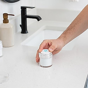 Airless Pump Jar – Air Pump Container for Cream, Lotion, and Gel - 1.7 Ounce Travel Ready Protective Refillable Cosmetic Empty Moisturizer Pump Dispenser Bottle – Silver