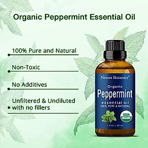 Organic Peppermint Essential Oil 30 ml - 100% Pure Peppermint Oil for Diffuser -Natural, Undiluted Menthol Oil for Hair Care - Mint Oil for Skin Care - Pure Essential Oils Peppermint - Nexon Botanics